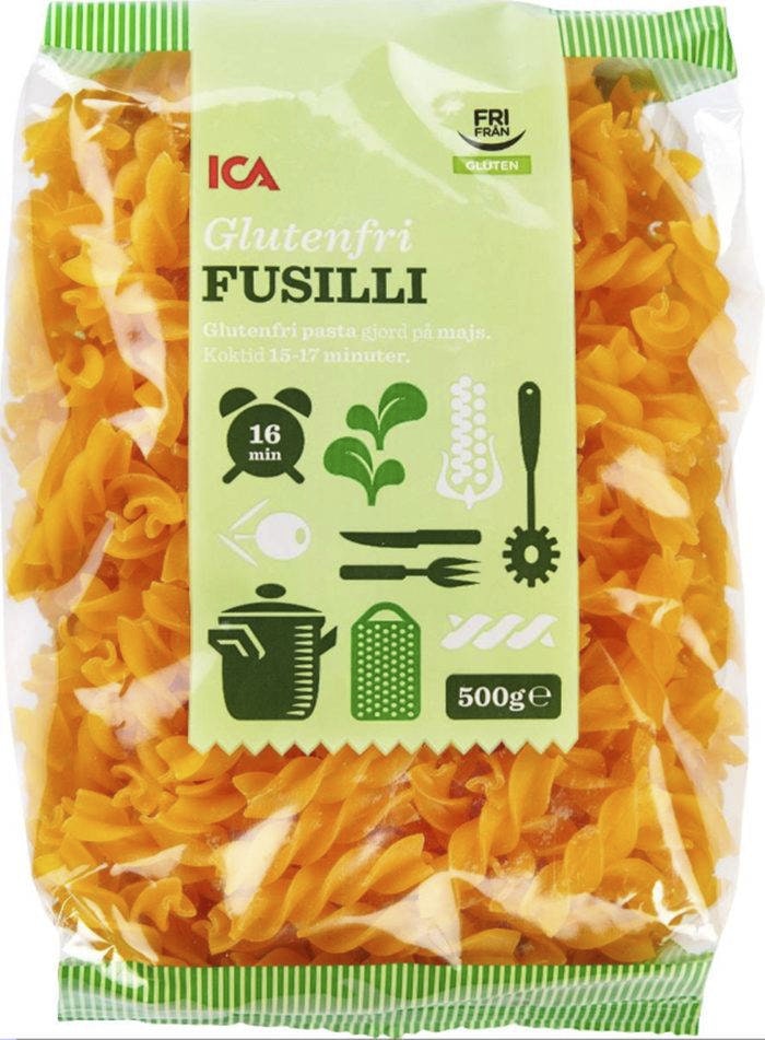 Glutenfri pastatest av fusilli 2016