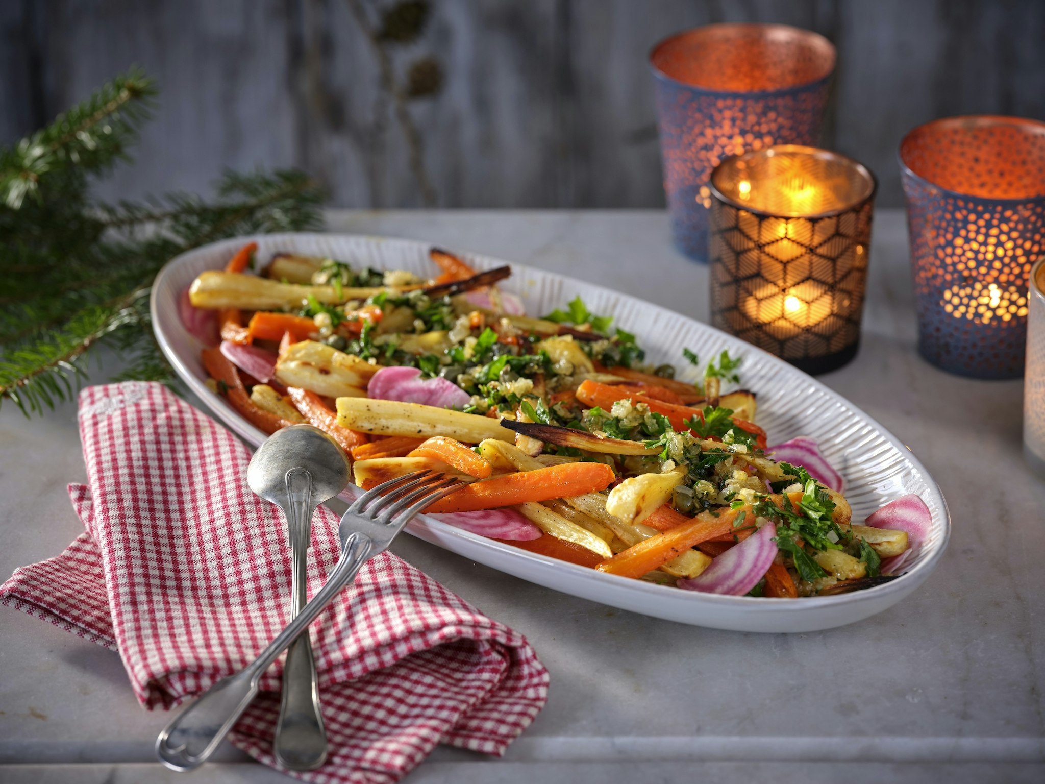 Bakade rotsaker med kryddsmör