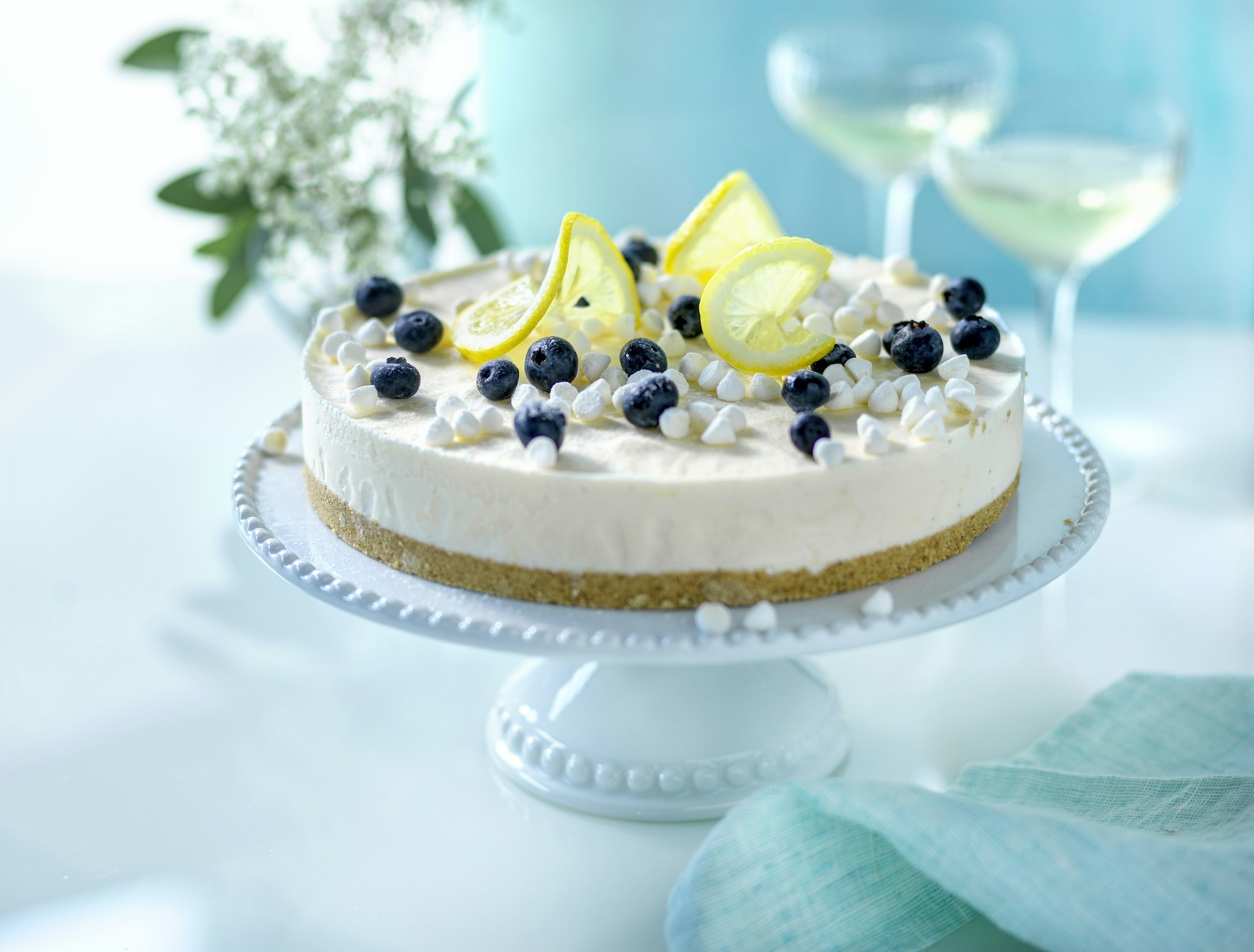 Cheesecake med citron och blåbär