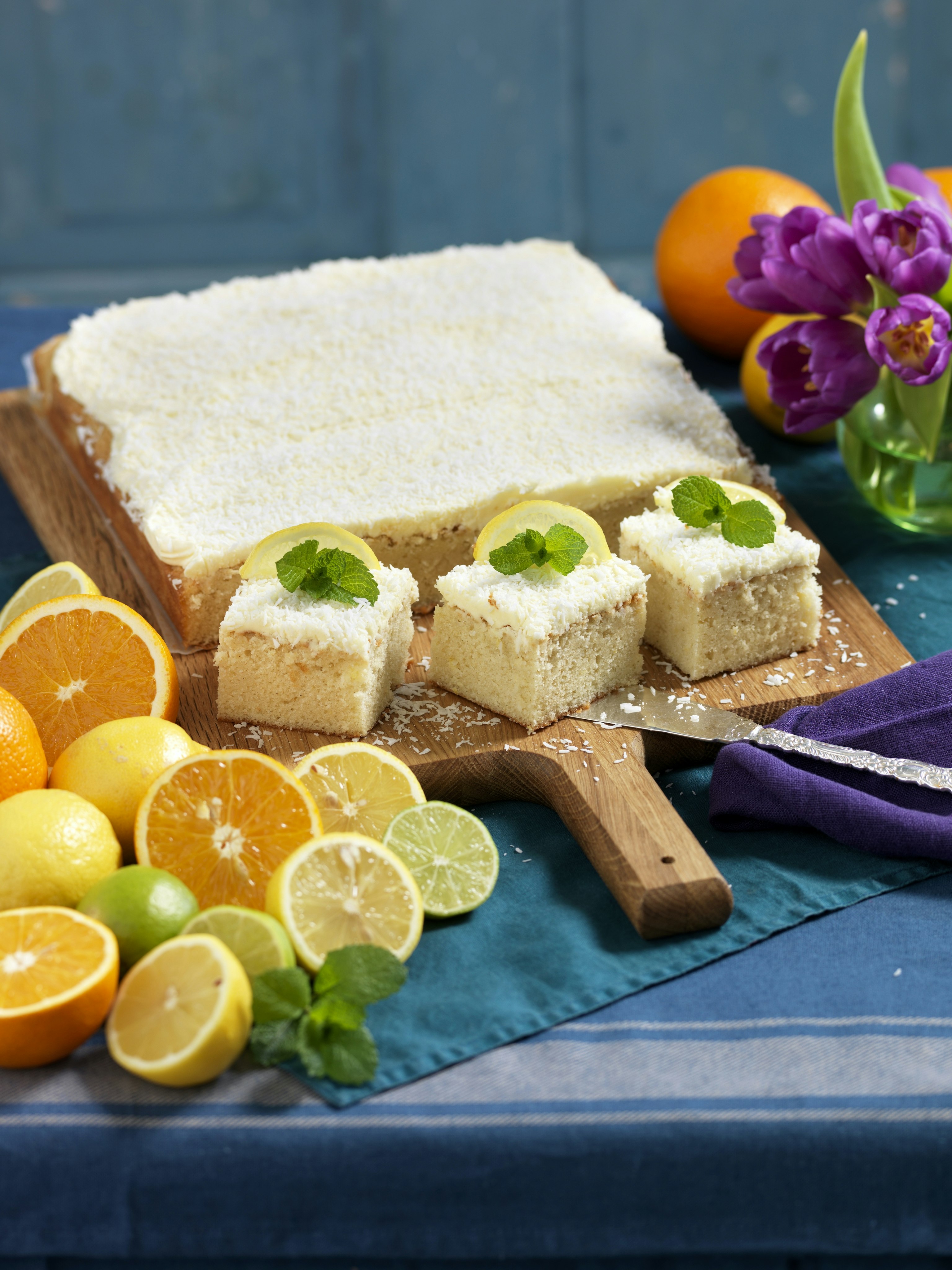 Citronrutor med vit choklad och kokos