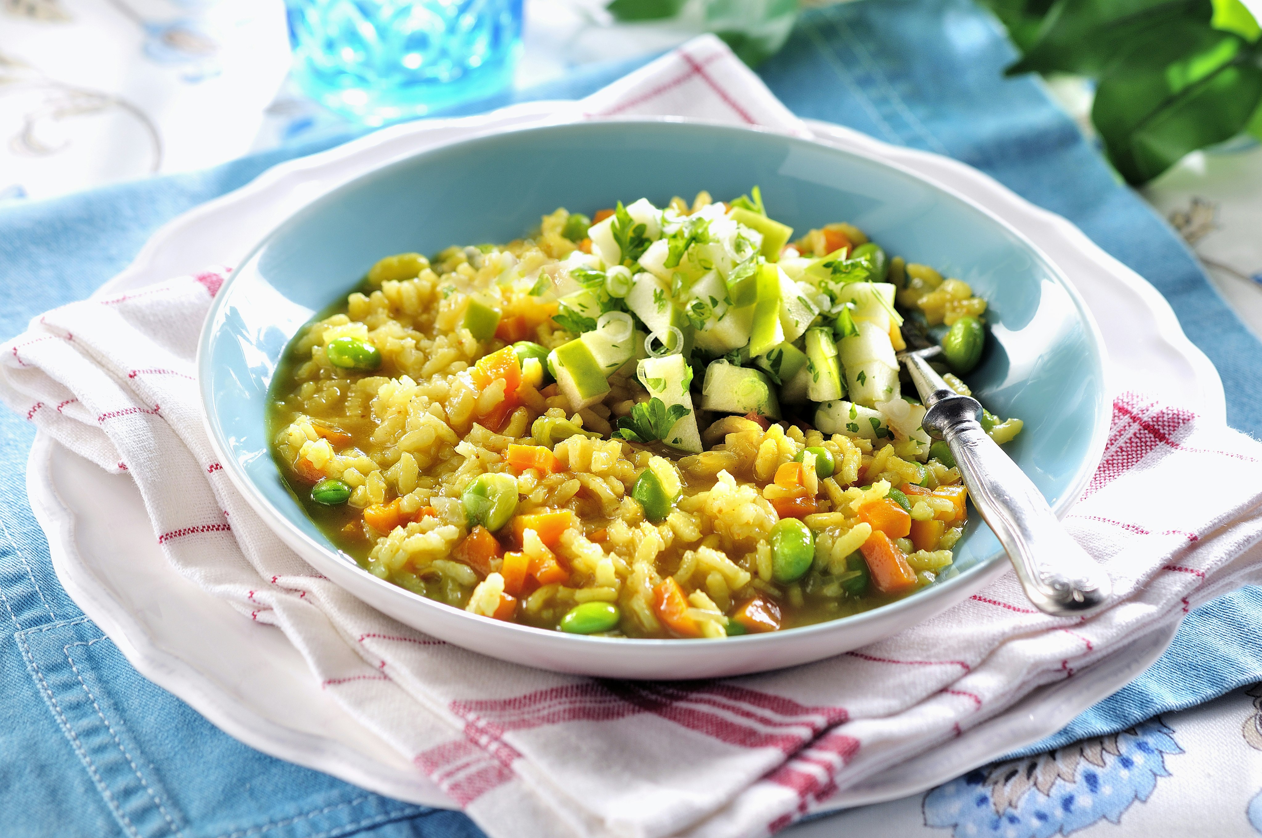 Curryrisotto med edamamebönor