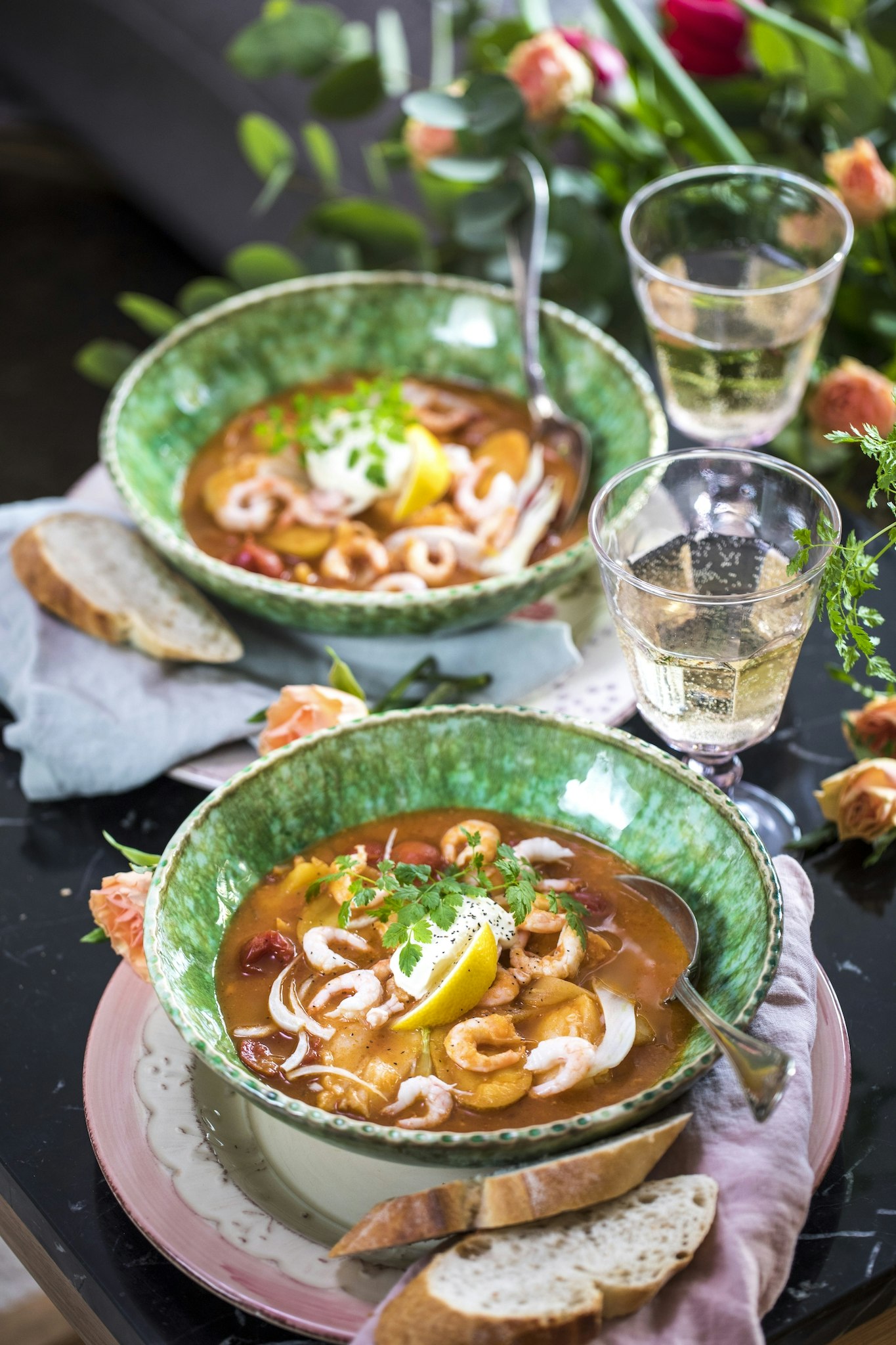 Fiskgryta med torsk och räkor