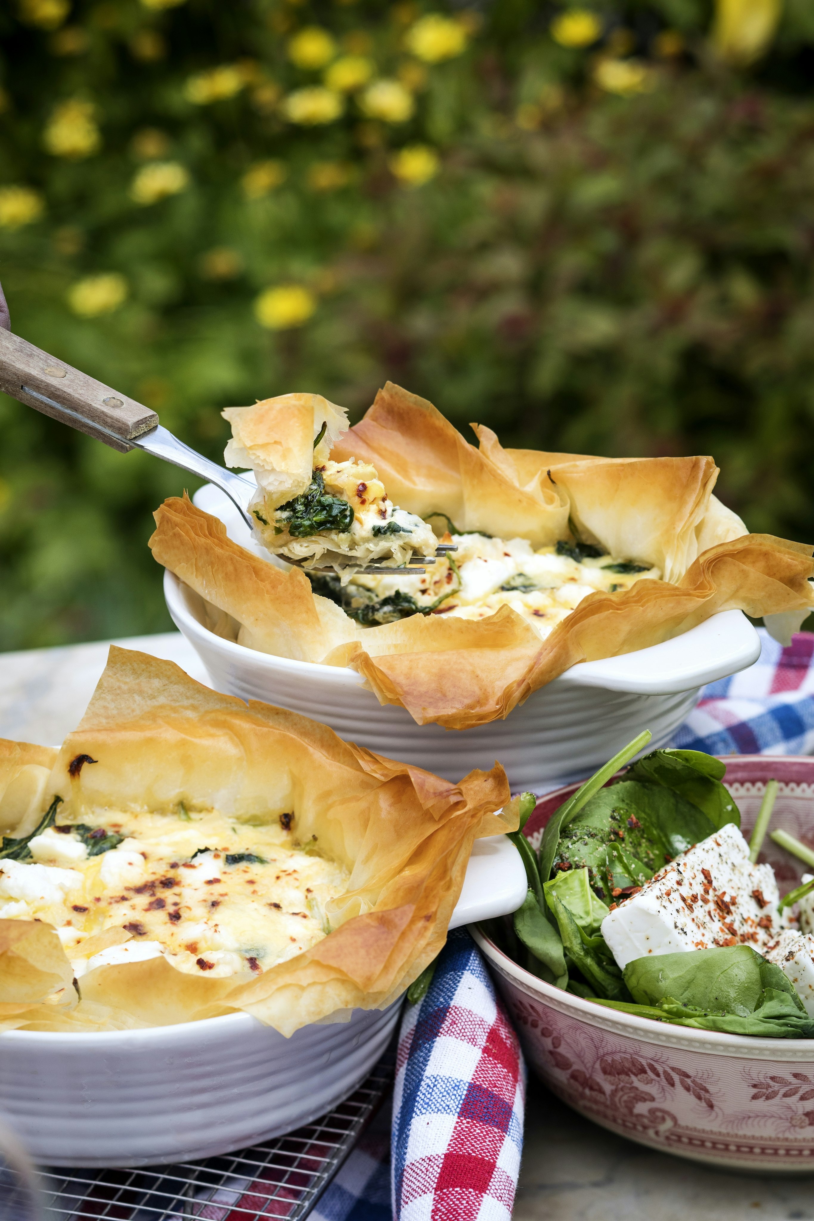 Filodegspaj med spenat och fetaost