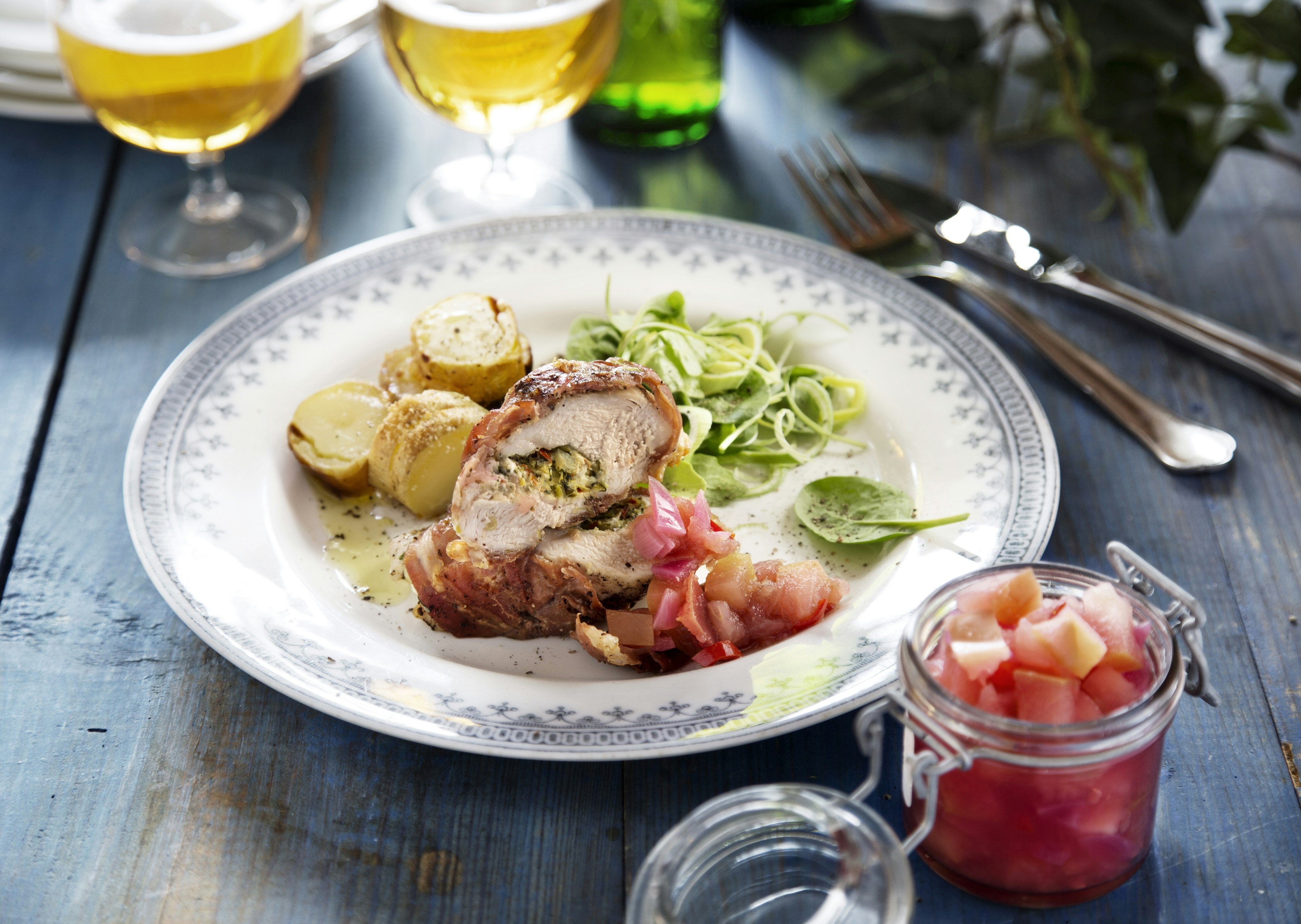 Fylld kycklingfilé med äppelchutney