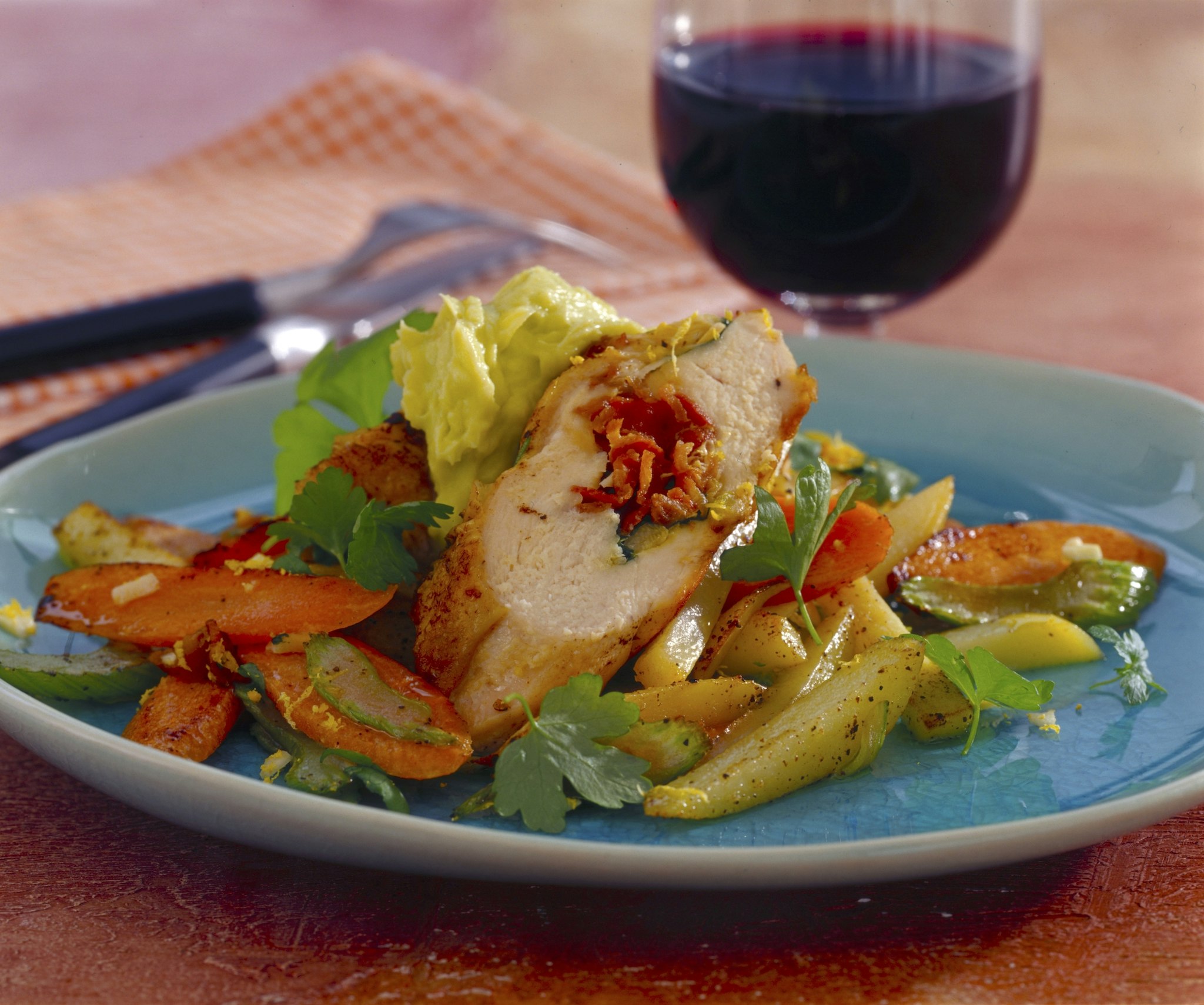 Fylld kycklingfilé med wasabismör och bacon