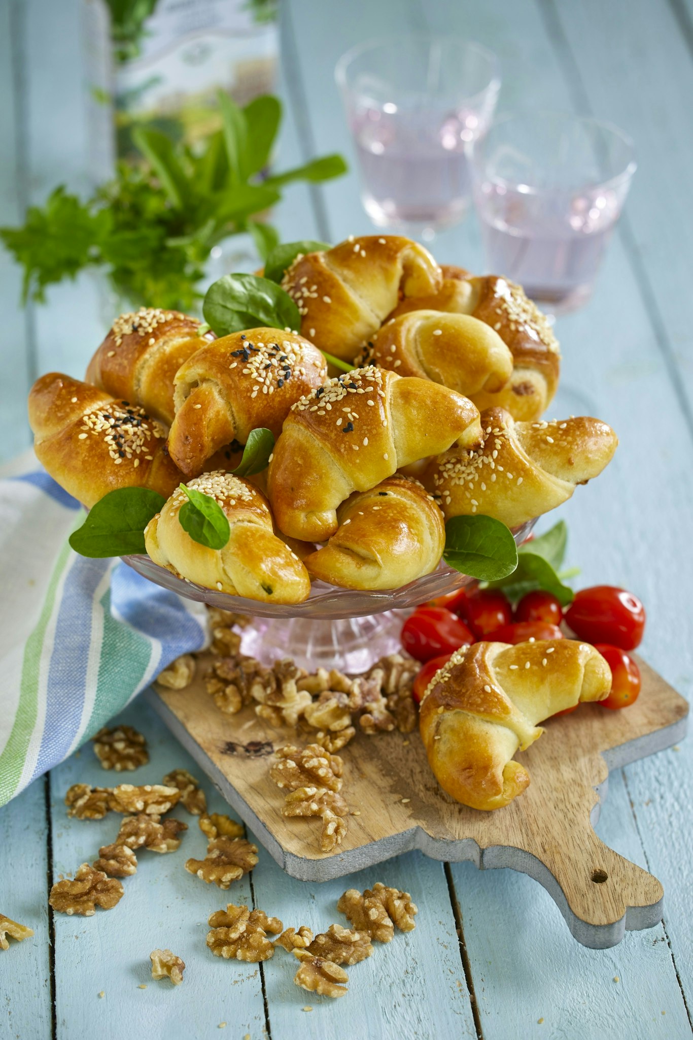 Gifflar med spenat, valnötter och ost