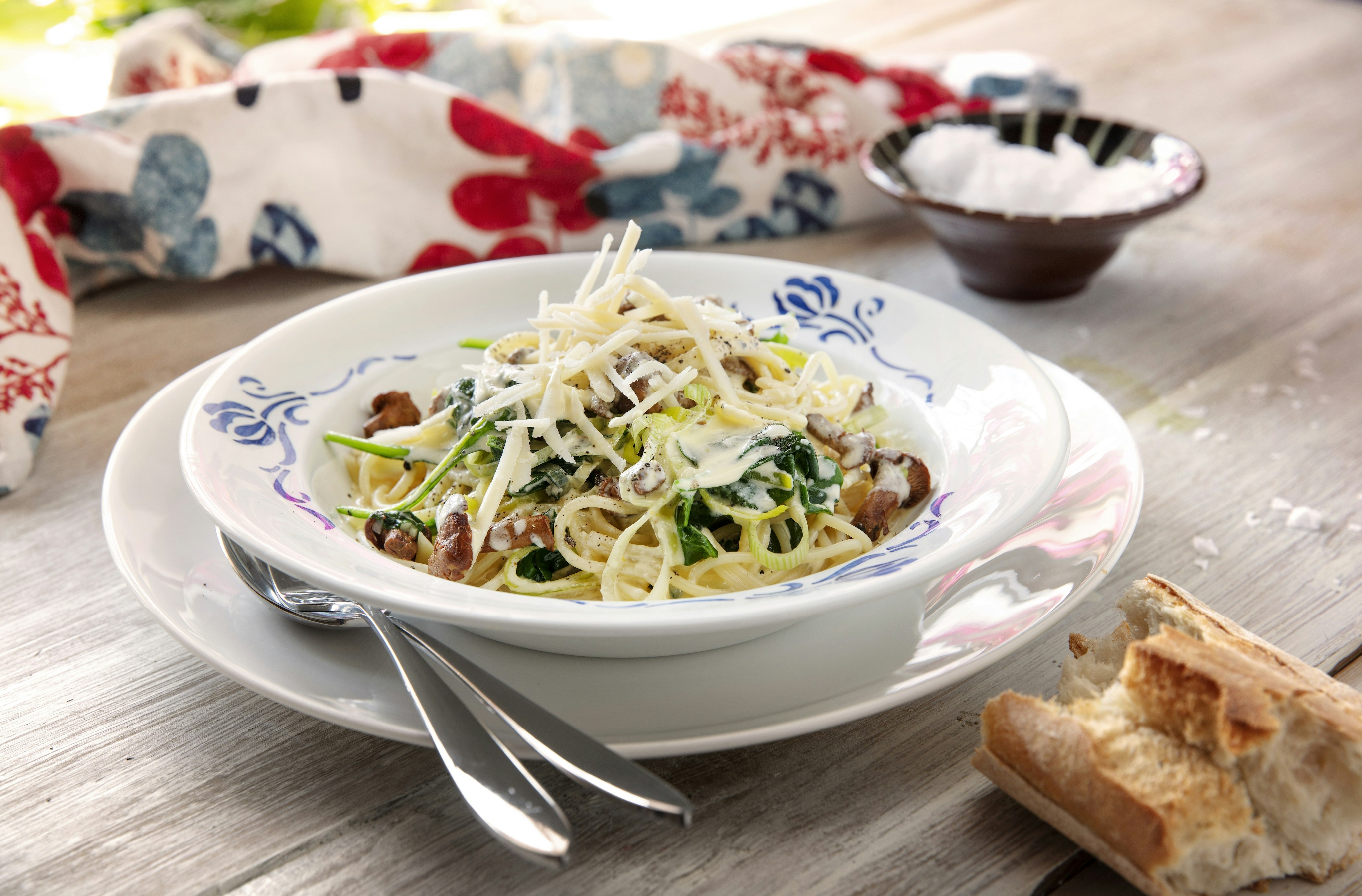 Gräddig svamppasta med spenat