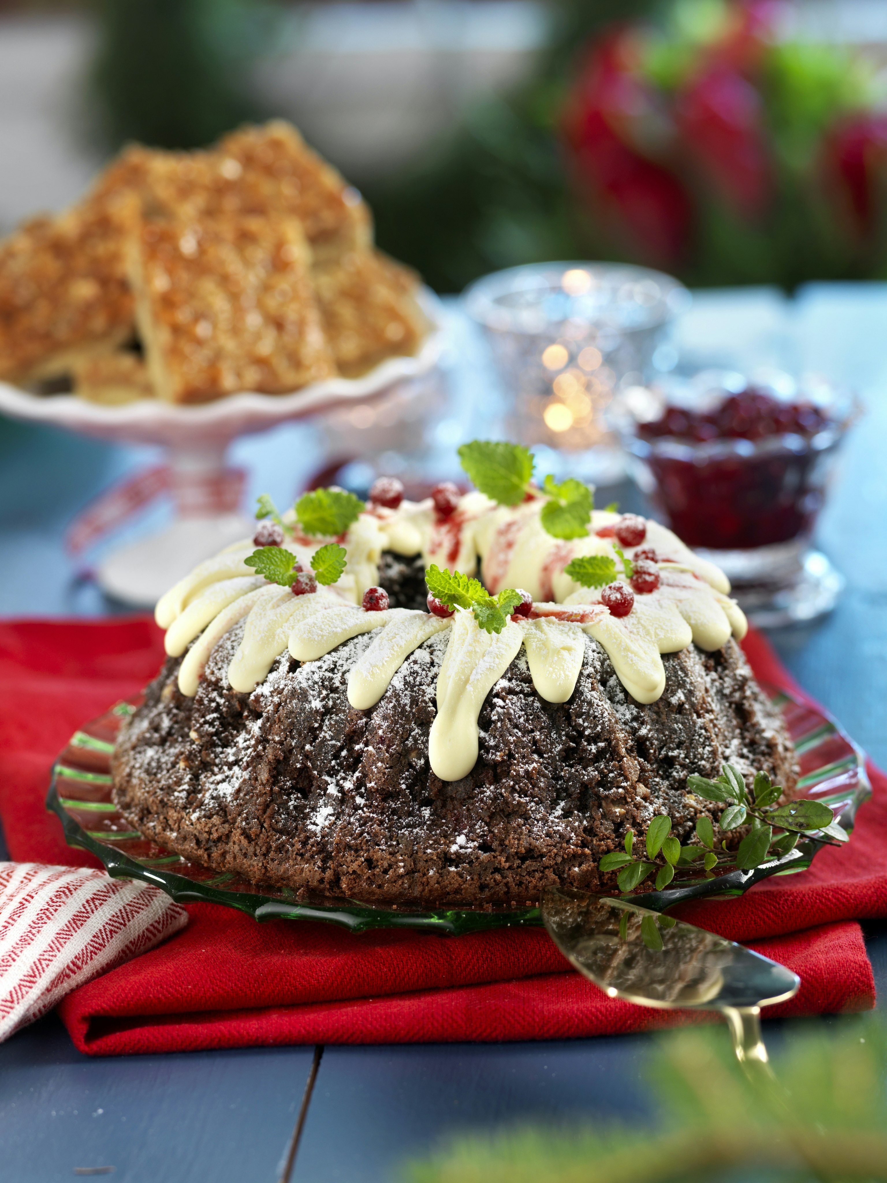 Julfin choklad- och lingonkaka