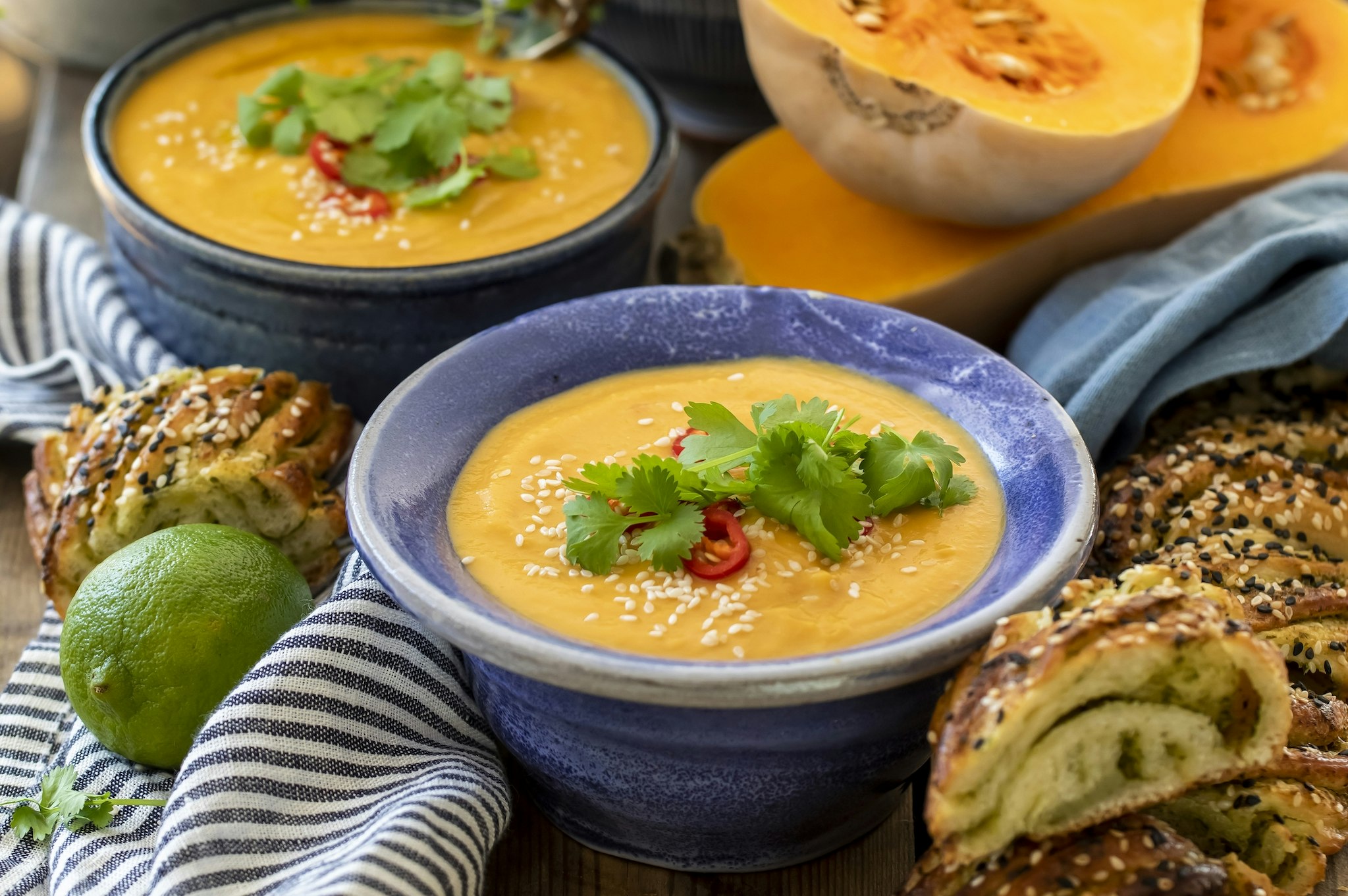 Krämig pumpasoppa med asiatiska smaker