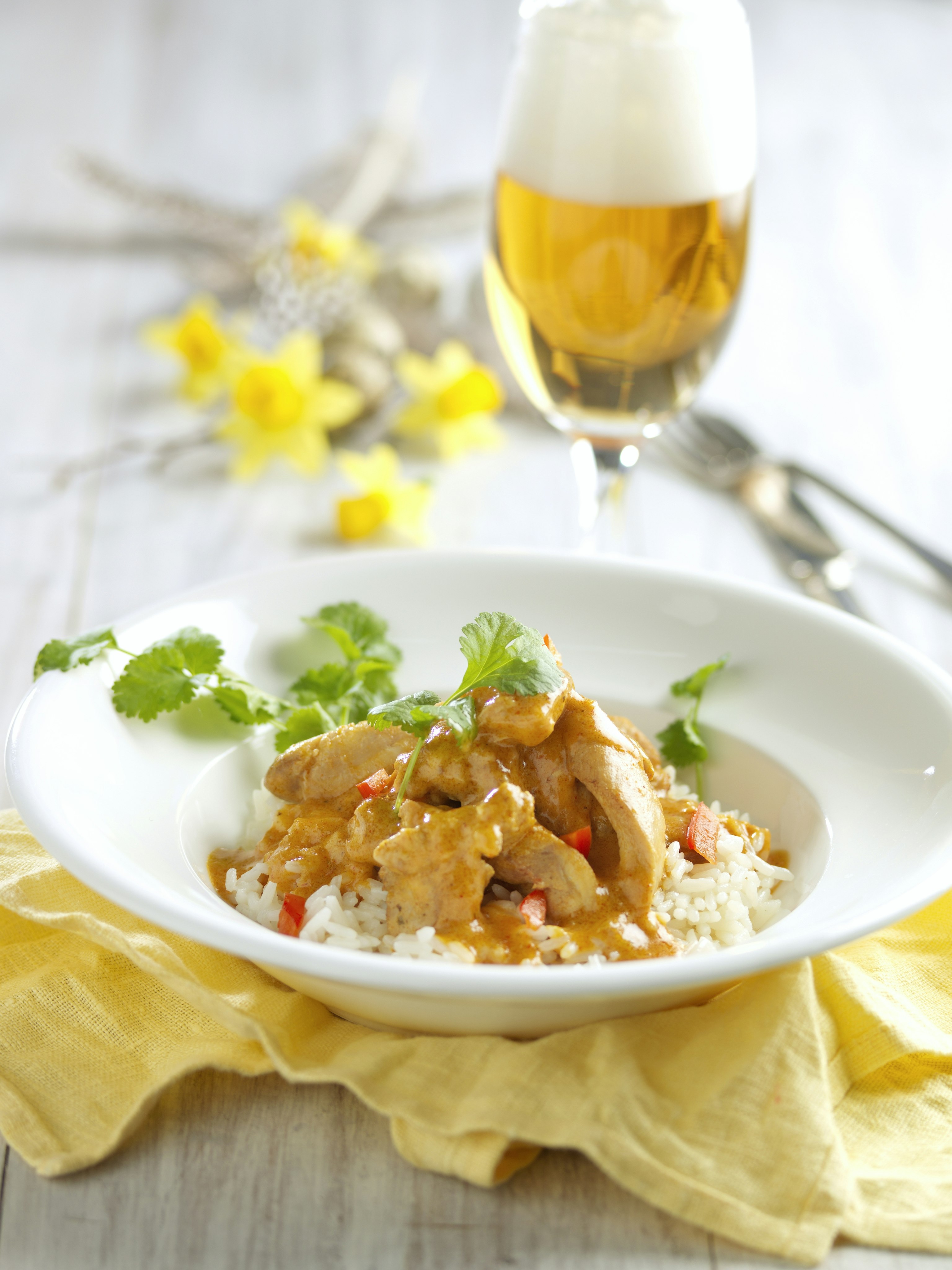 Kycklinglårfilé i röd currysås med lime