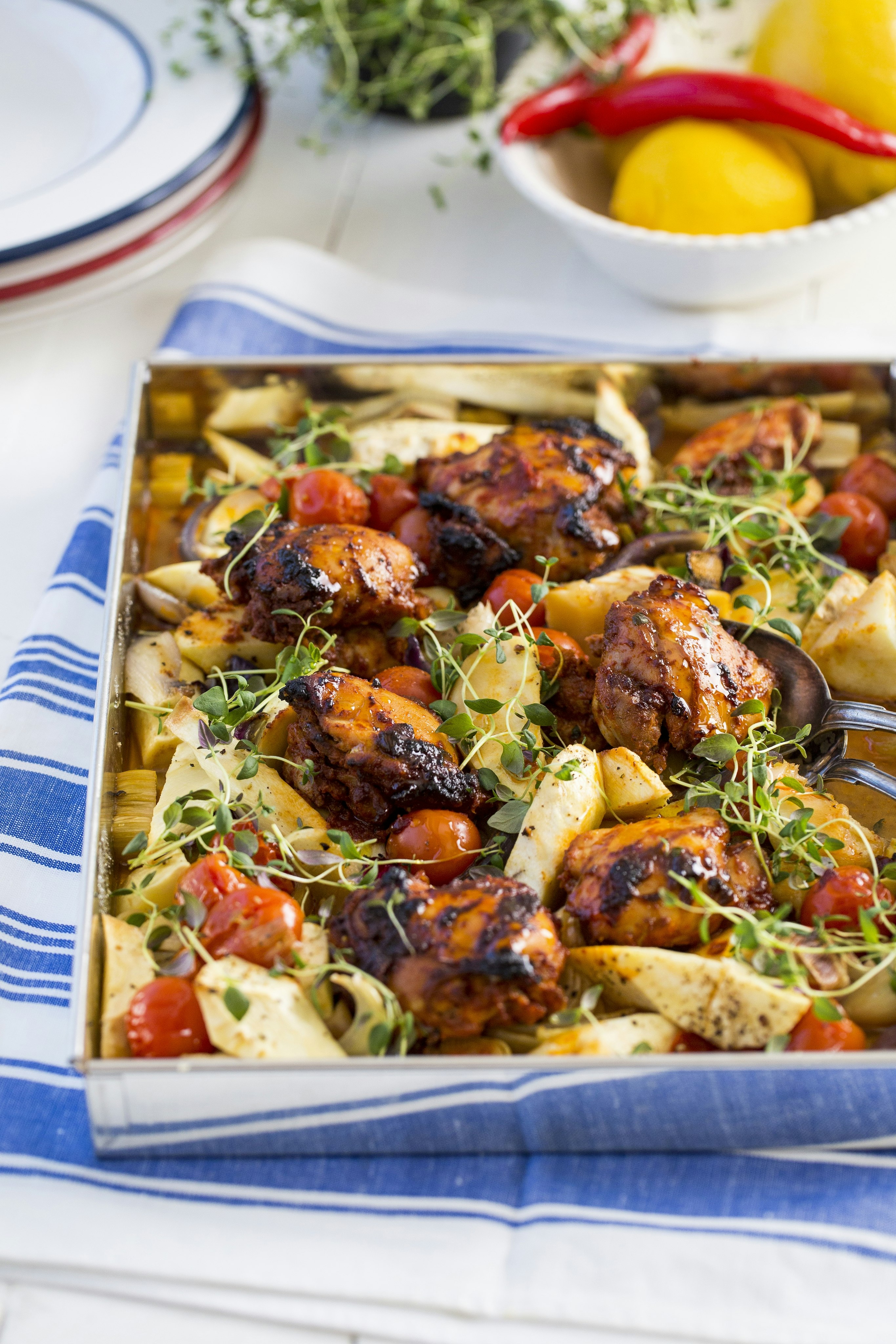 Kycklingfilé med rostade grönsaker