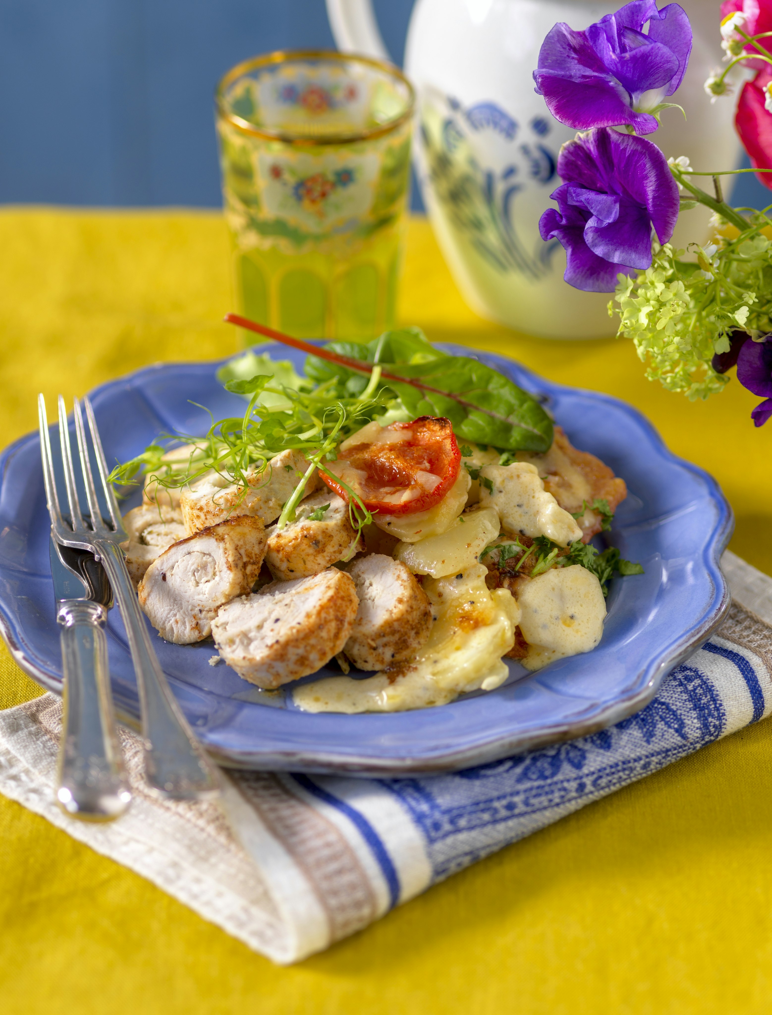 Kycklingrullar med provensalsk potatisgratäng