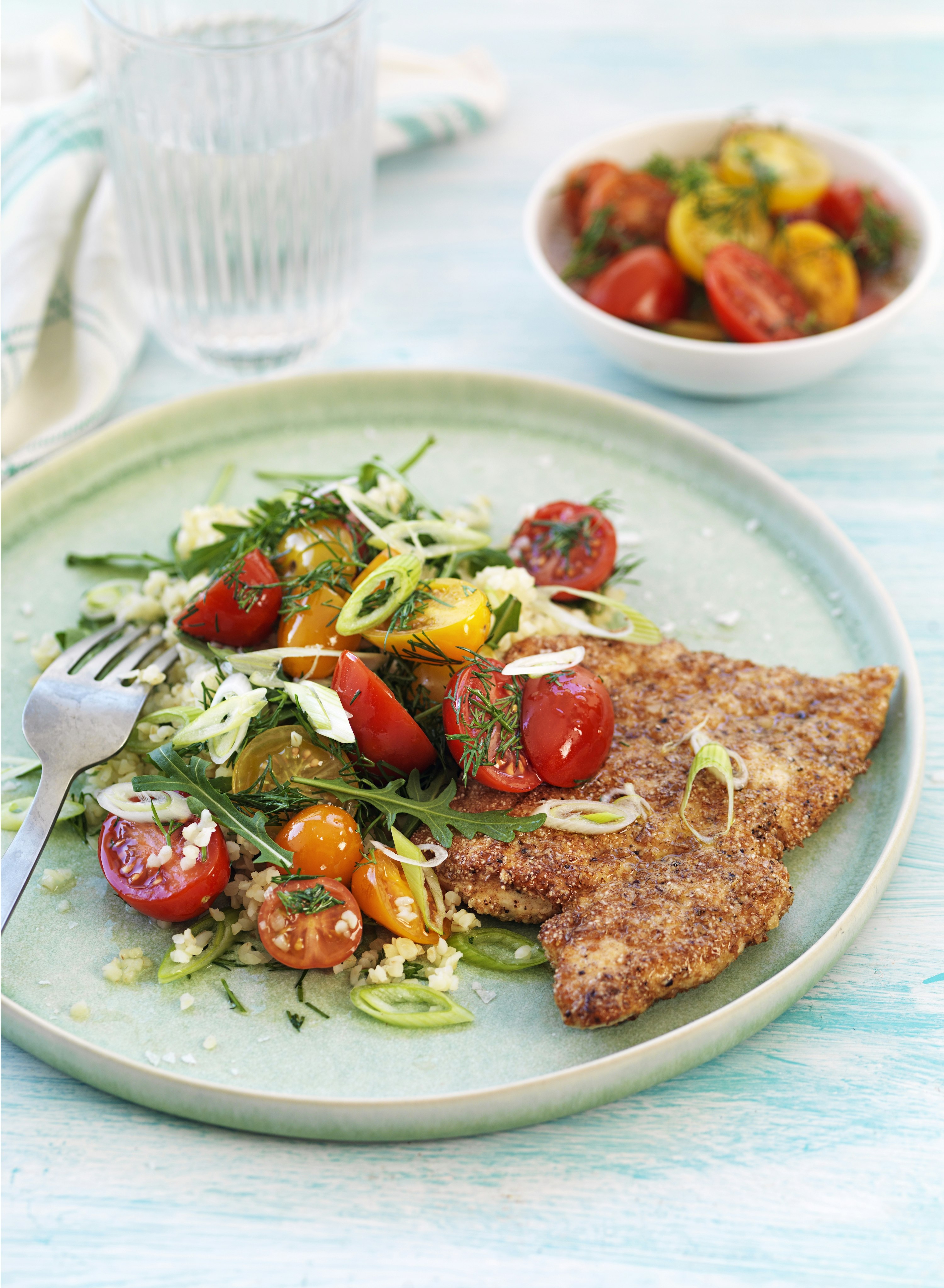 Kycklingschnitzel med syltade tomater