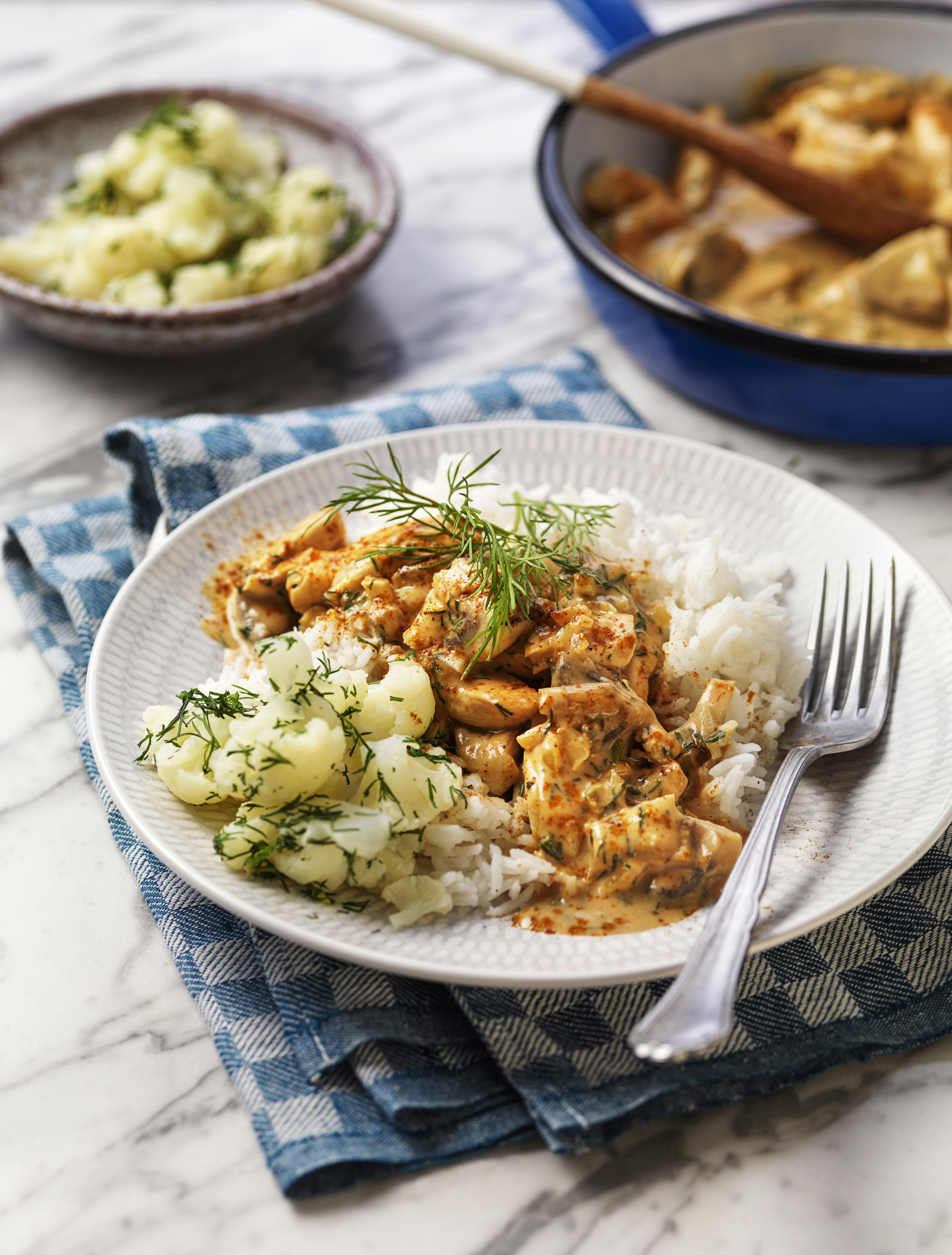 Kycklingstroganoff med champinjoner