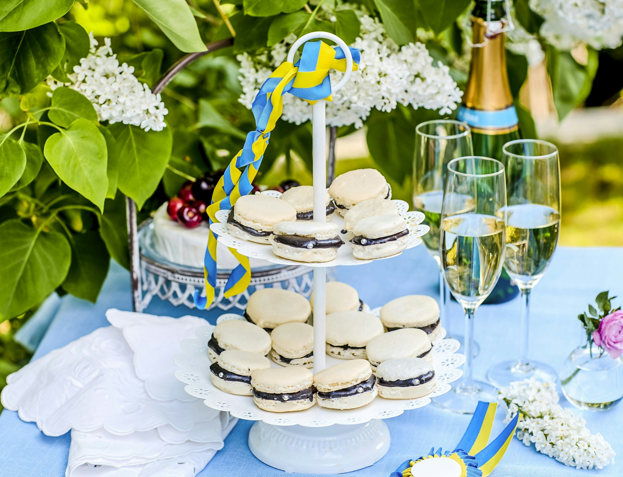 Macarons i form av studentmössor