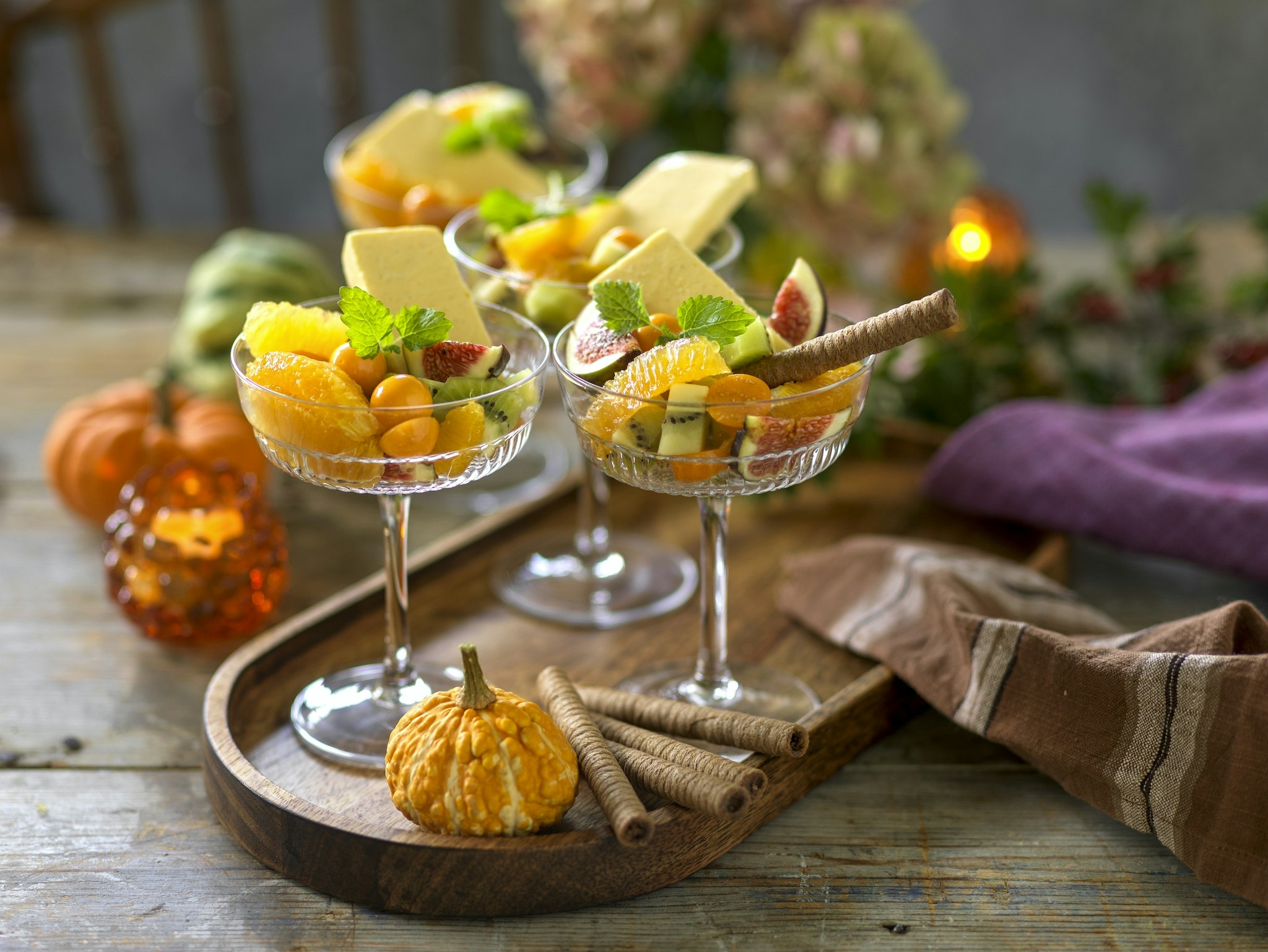 Mangoglass med festlig fruktsallad