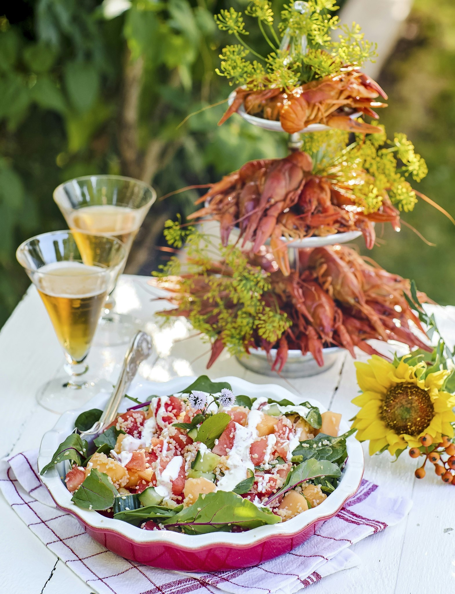 Matig sallad med två sorters meloner