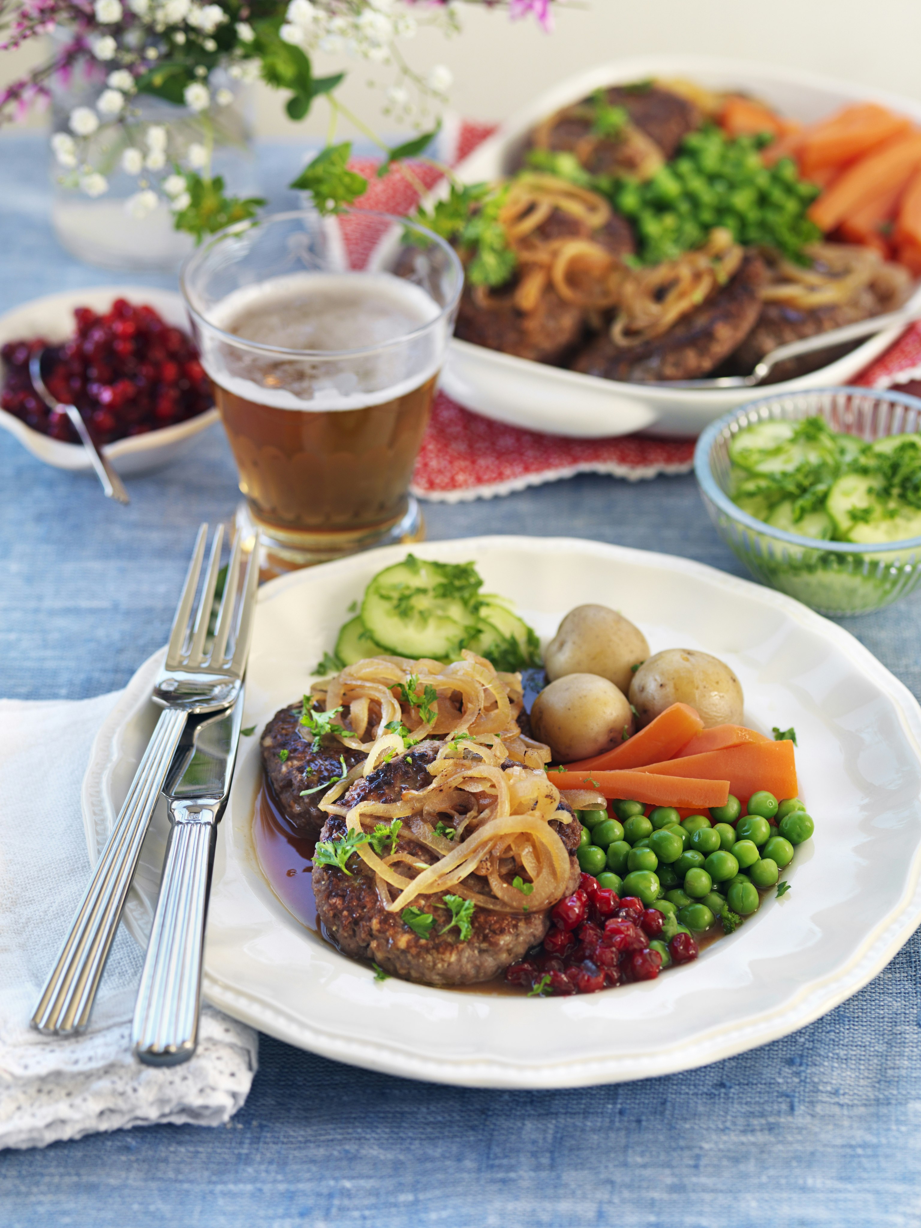 Pannbiff med löksky och potatis