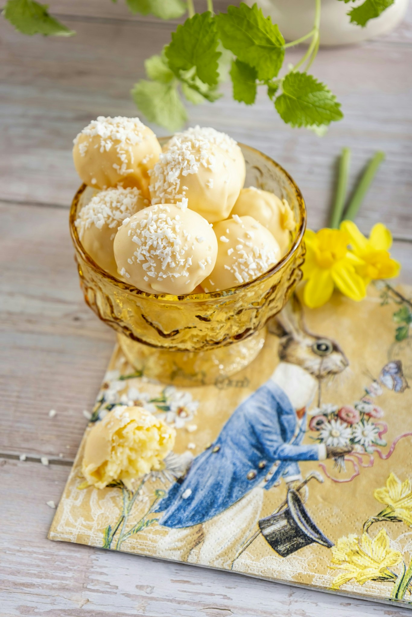 Bountybollar med lemon curd