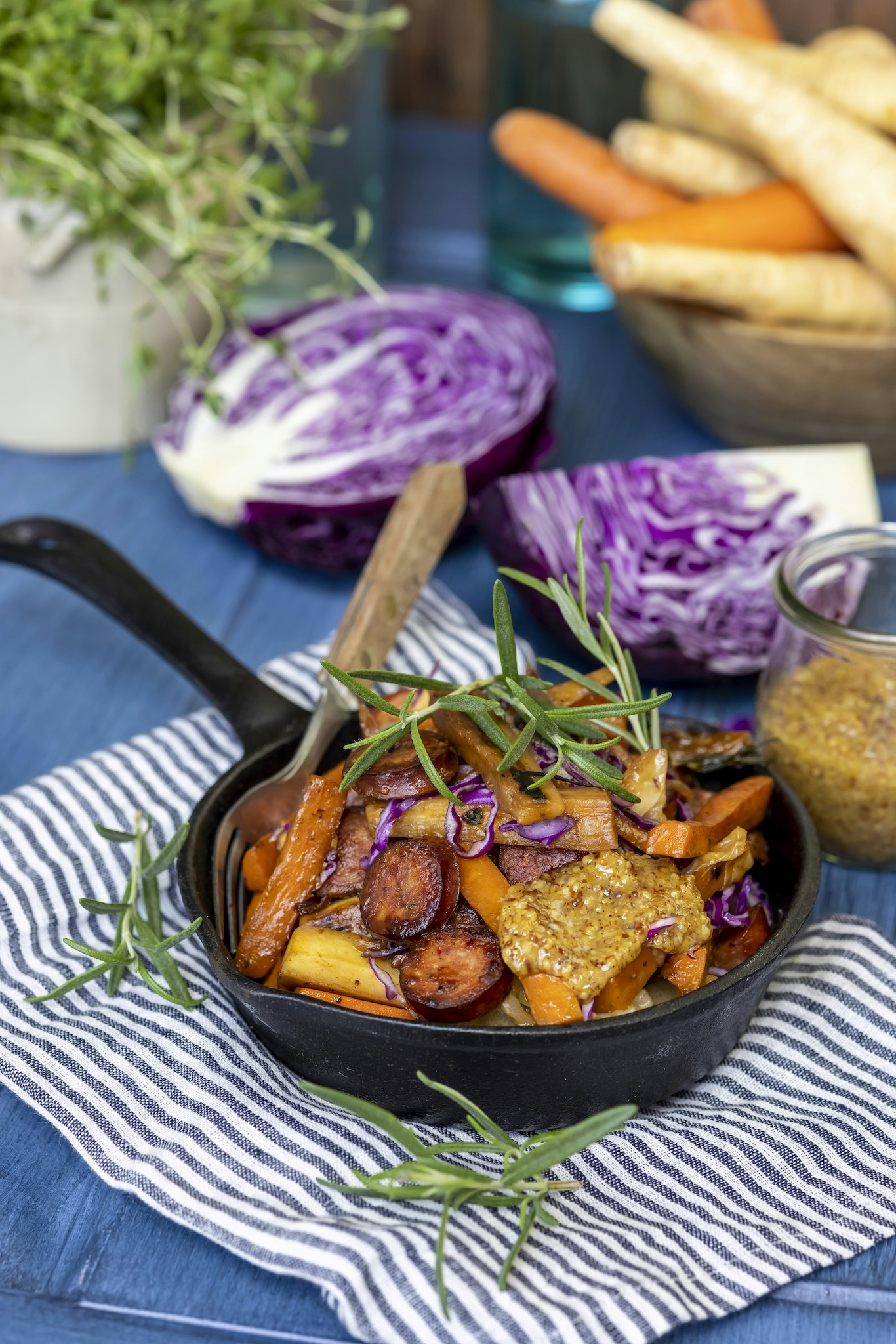 Råstekta rotfrukter med chorizo