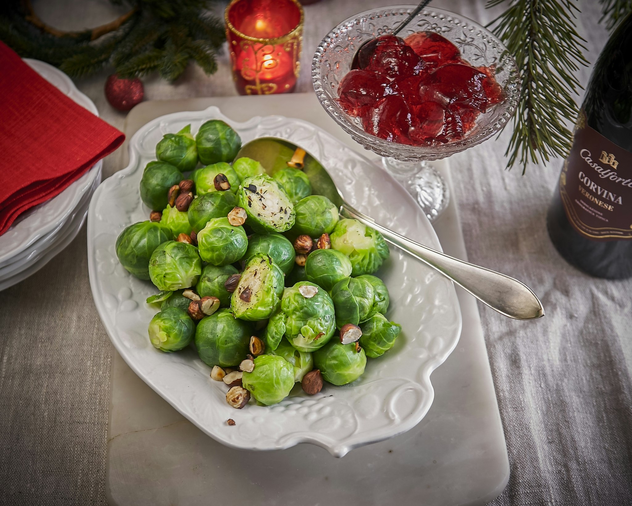 Rostad brysselkål och hasselnötter