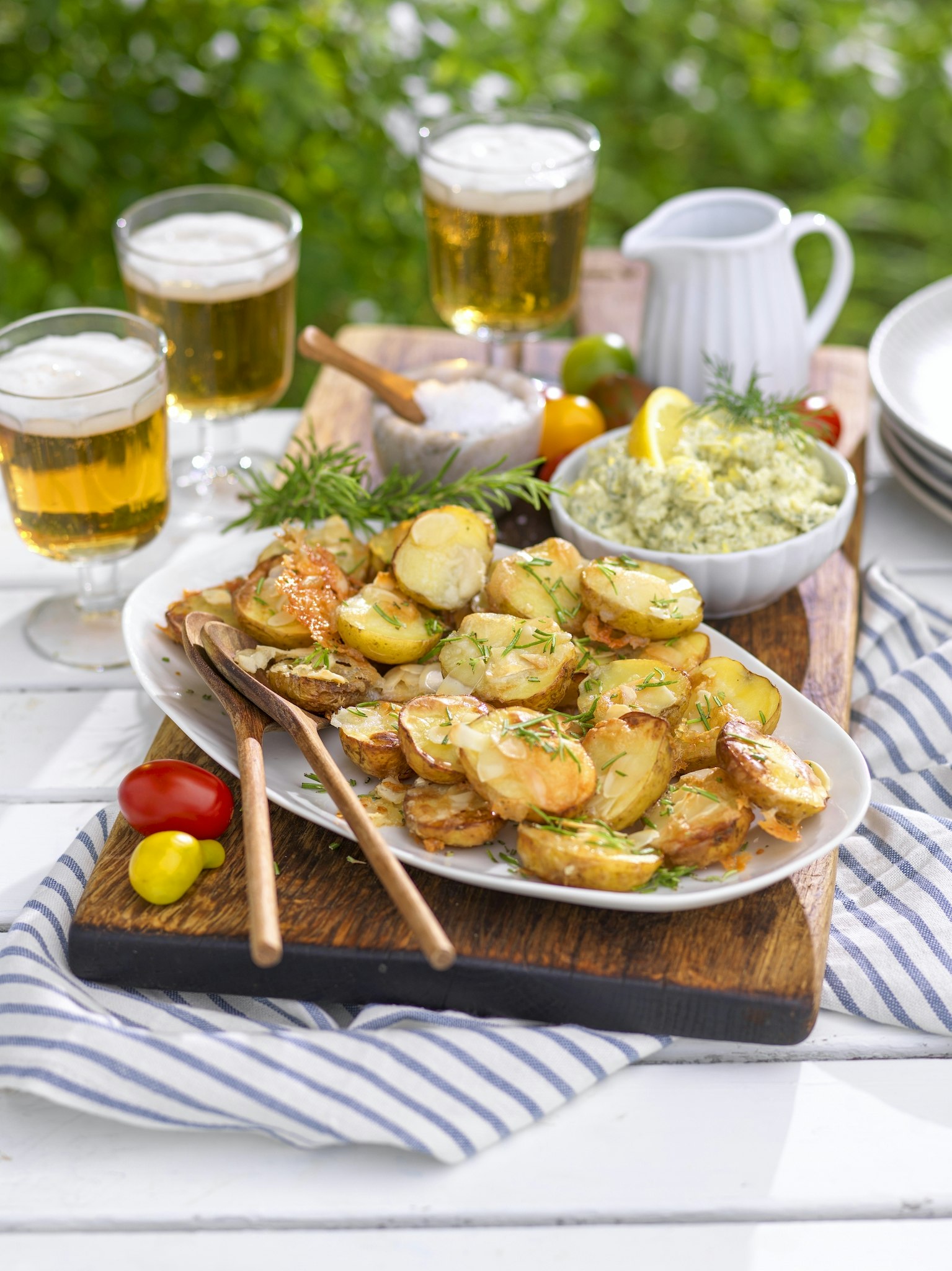 Rostade potatishalvor med getost