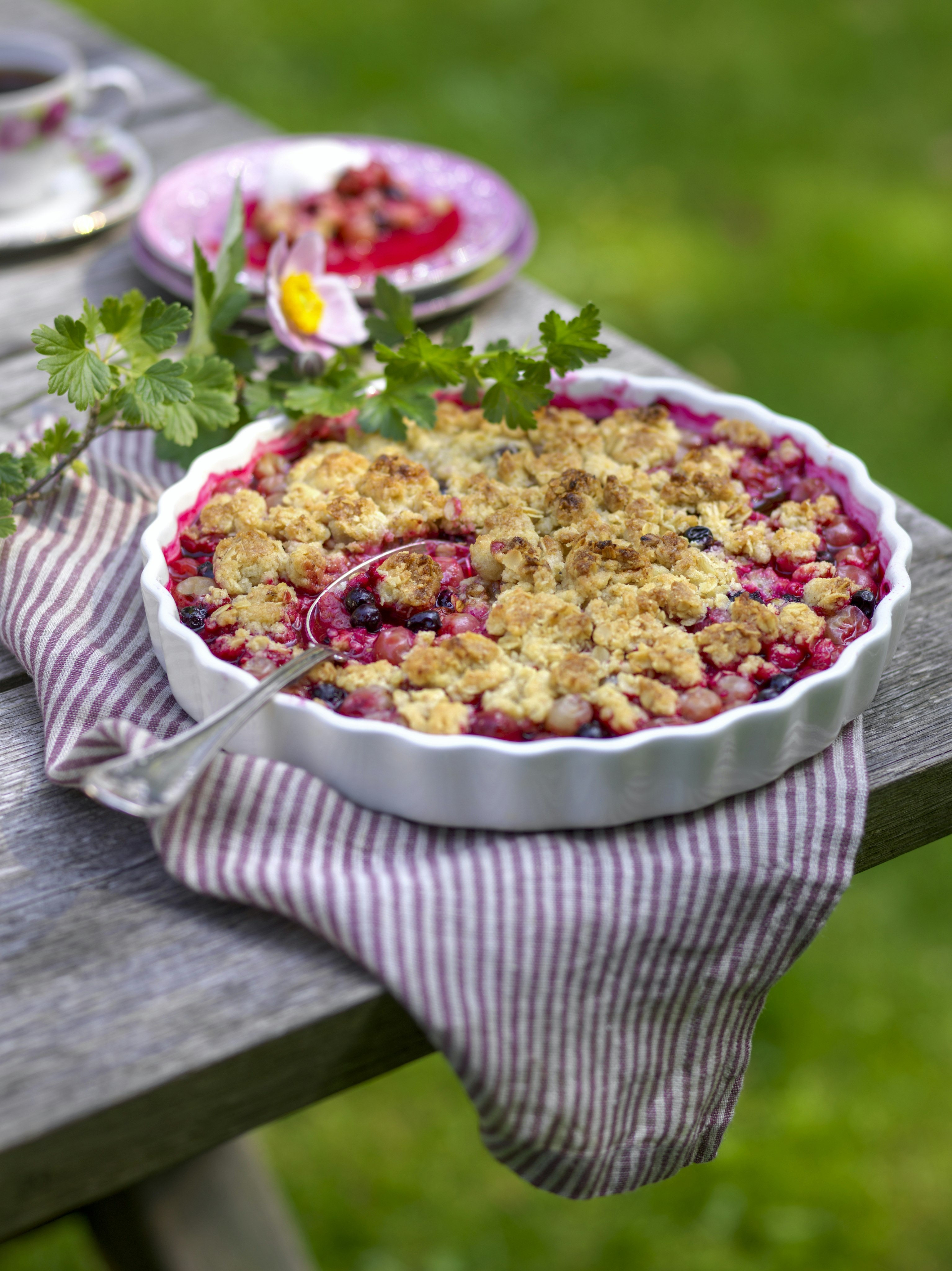 Smulpaj med krusbär och vinbär