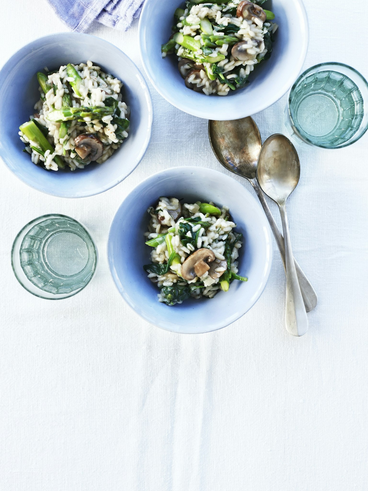 Sparrisrisotto med svamp och spenat