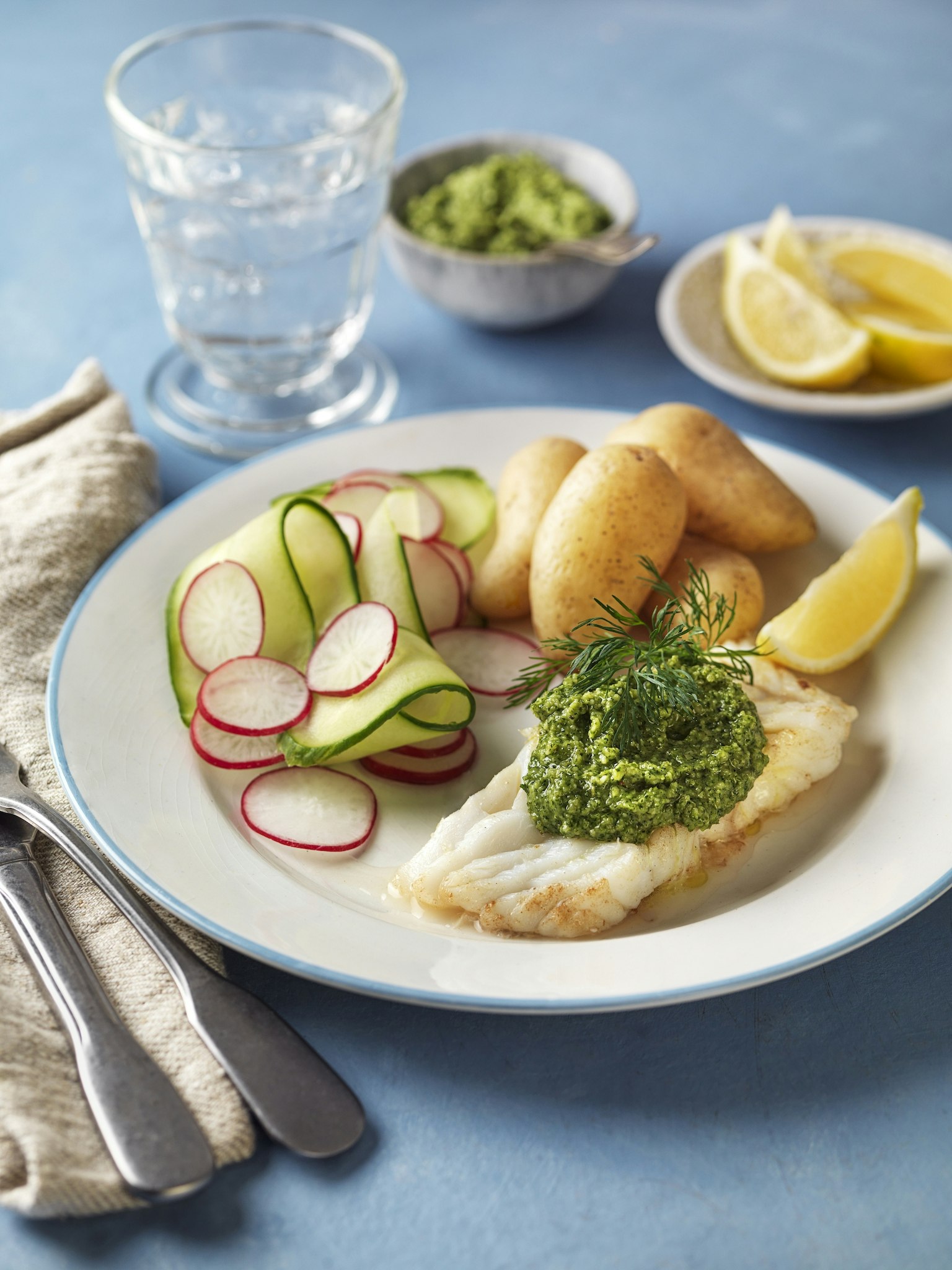 Stekt torsk med dillpesto