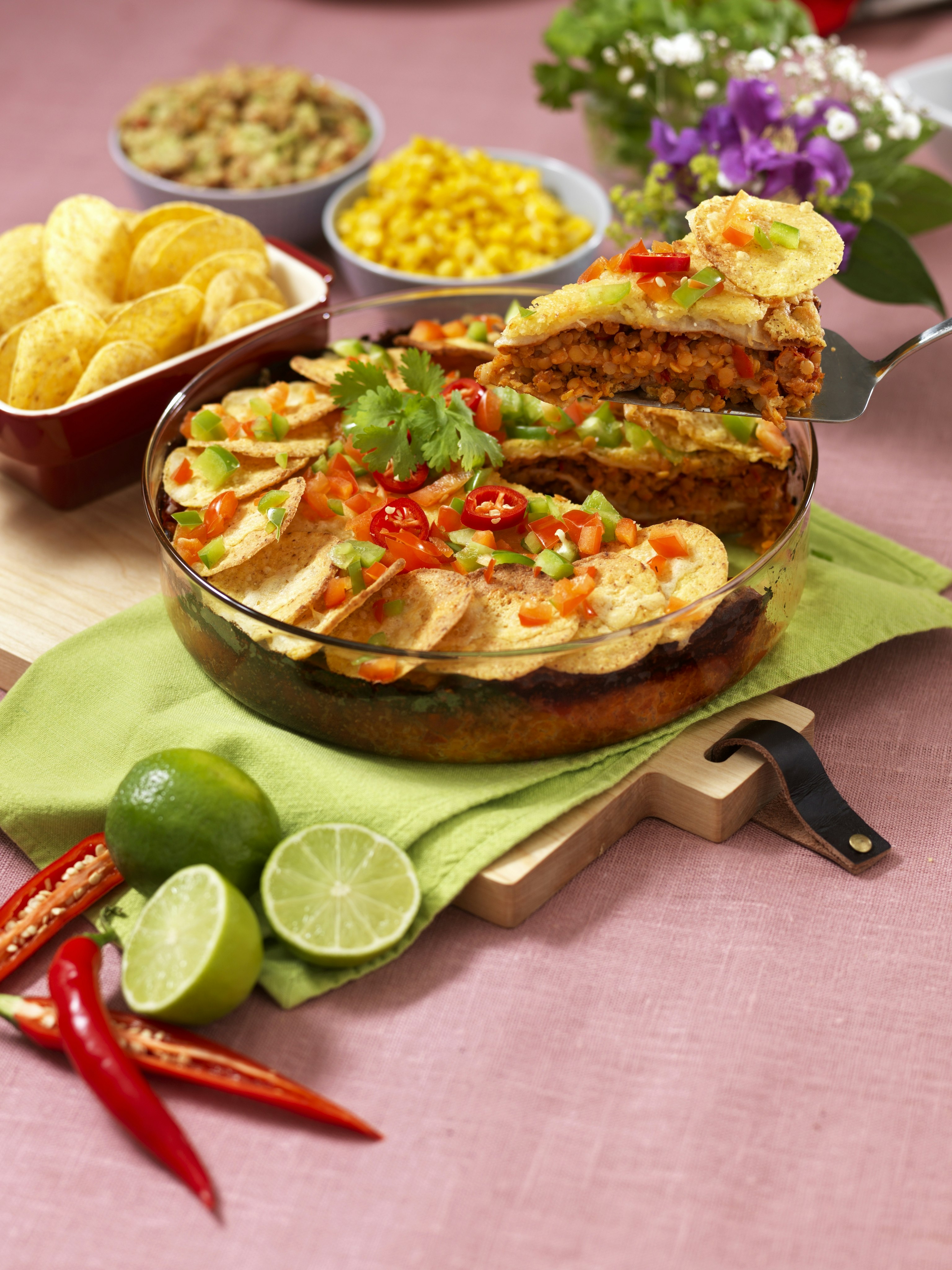 Tacopaj med kryddig linsröra