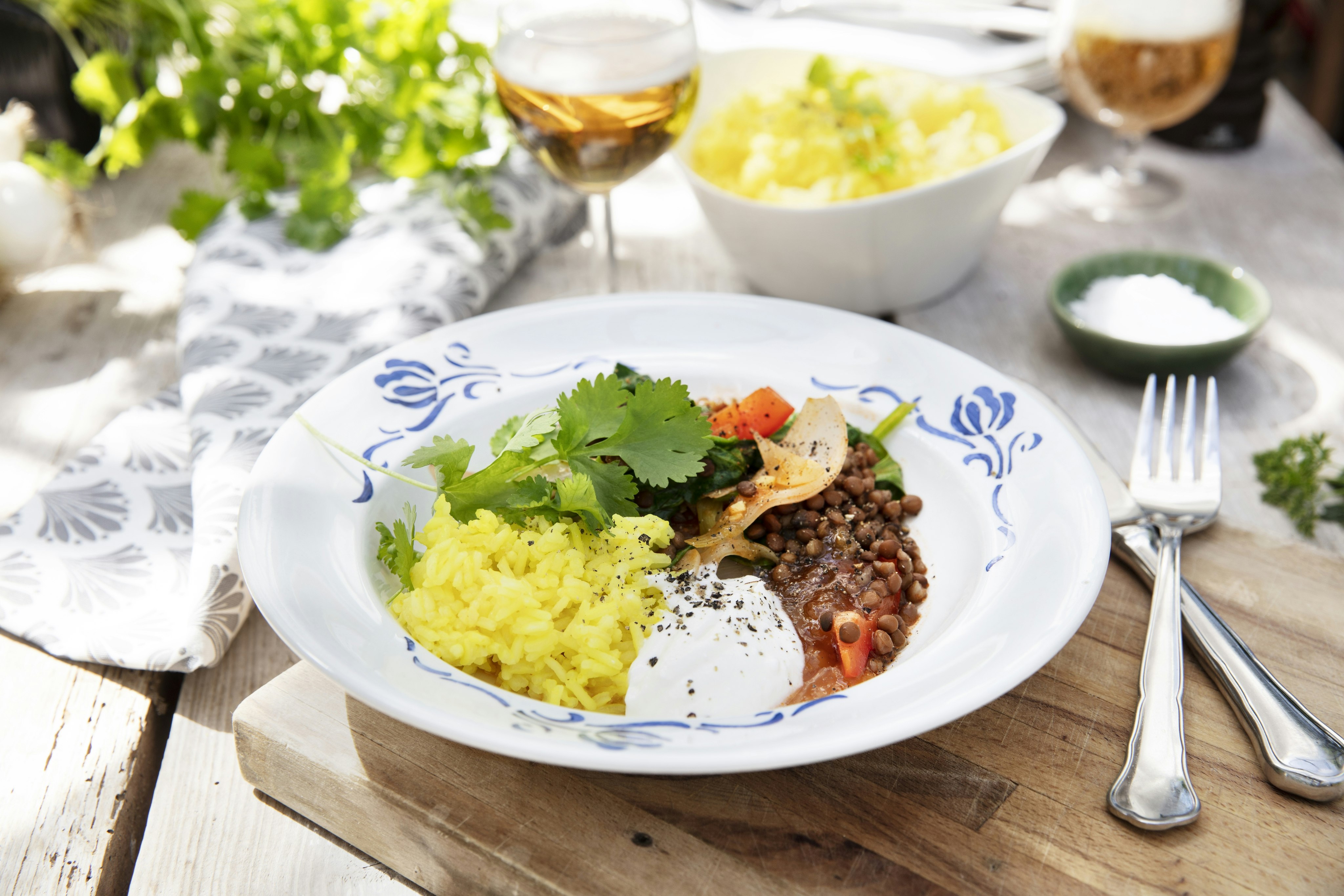 Vegetarisk linsgryta med citronris