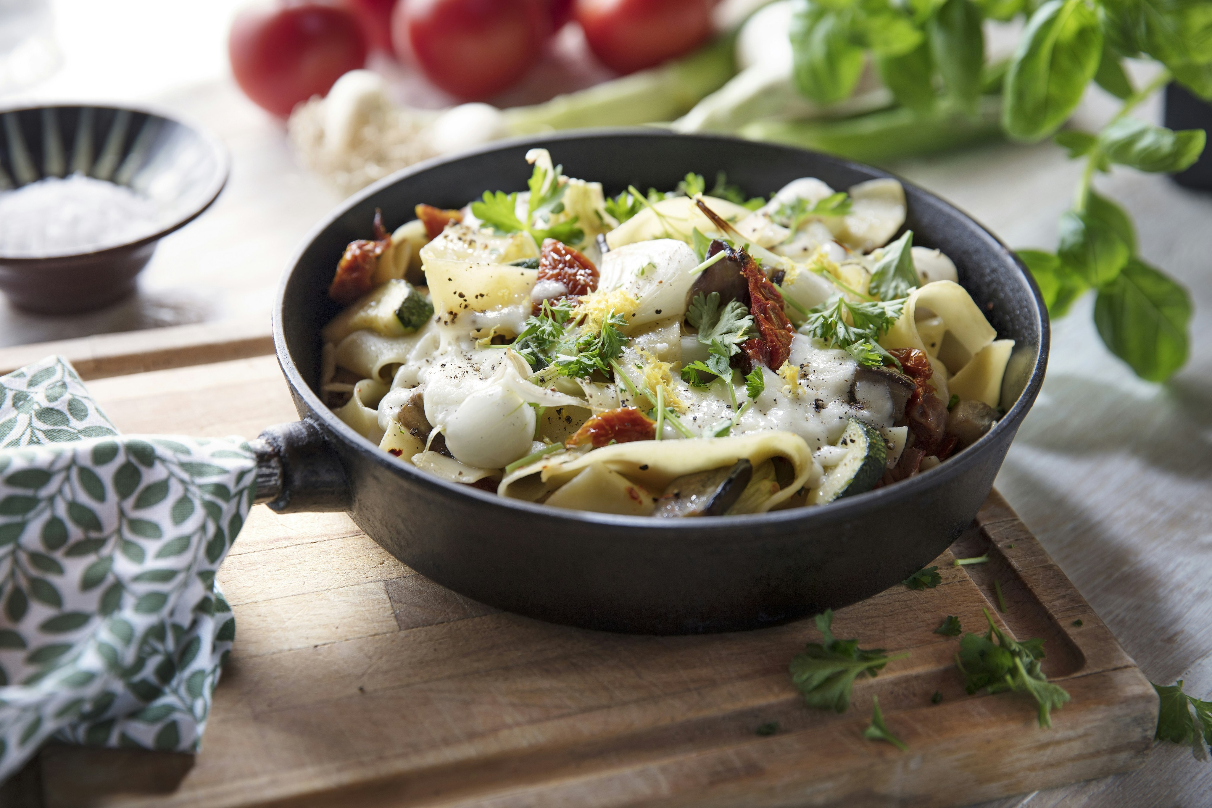 Vegetarisk pasta i ugn