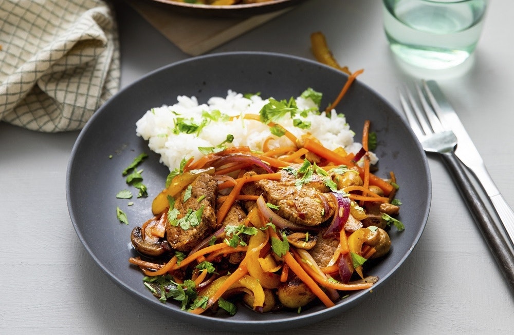 Wok med fläskfilé och grönsaker